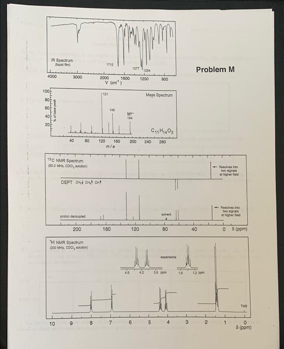 Solved Problem M "H NMR. Spectrun co00 M-L, coC2 motion]Fill | Chegg.com