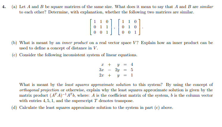 Solved (a) ﻿Let A and B ﻿be square matrices of the same | Chegg.com