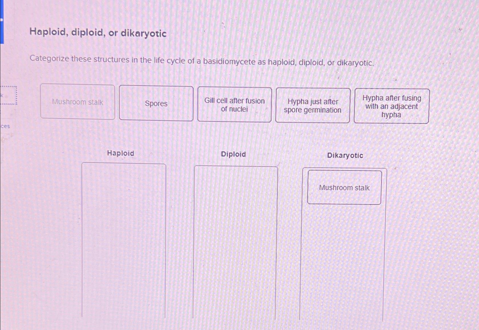 Solved Haploid, diploid, or dikaryoticCategorize these | Chegg.com