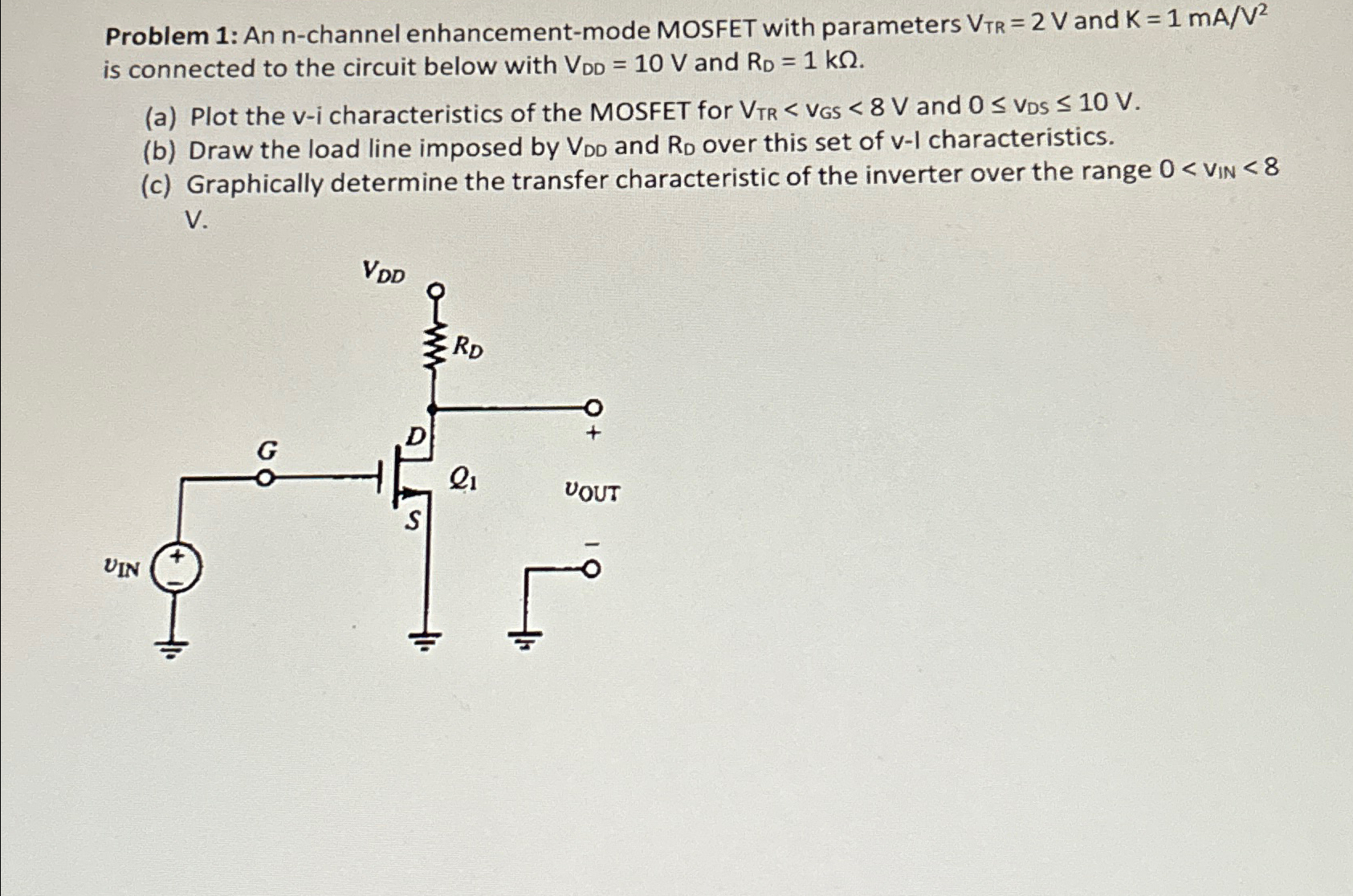 Solved Problem 1: An n-channel enhancement-mode MOSFET with | Chegg.com