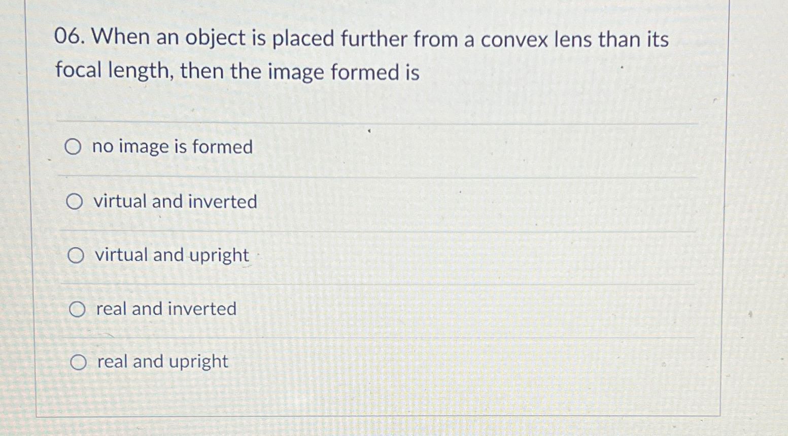 Solved When an object is placed further from a convex lens | Chegg.com