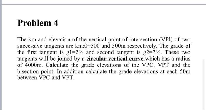 Problem 4 The km and elevation of the vertical point | Chegg.com
