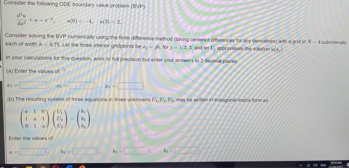 Solved Consider the following ODE boundary value problem | Chegg.com