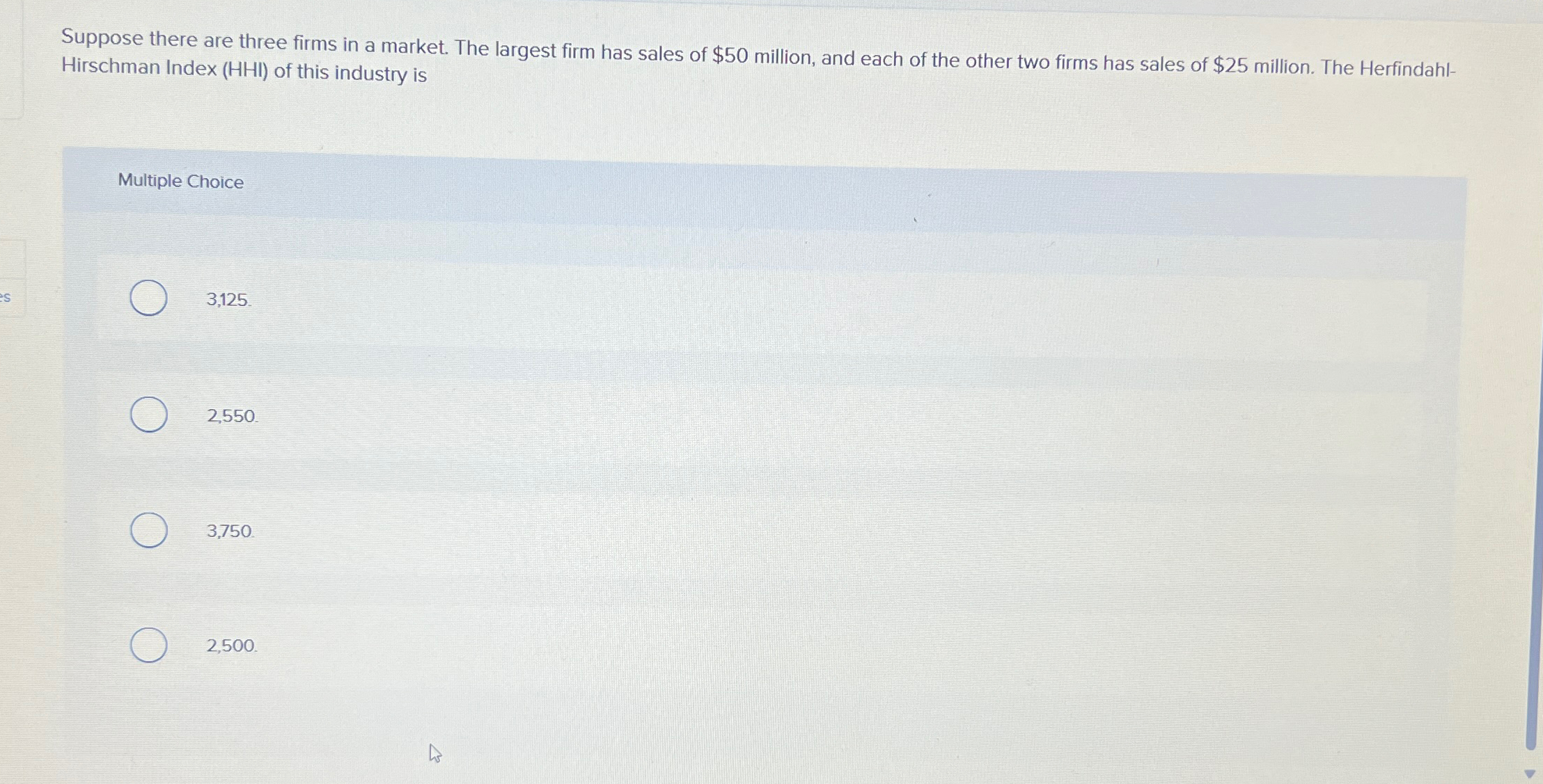 Solved Suppose there are three firms in a market. The | Chegg.com