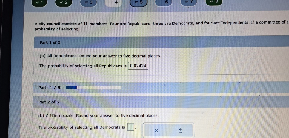 Solved 12=34=56A city council consists of 11 ﻿members. Four | Chegg.com