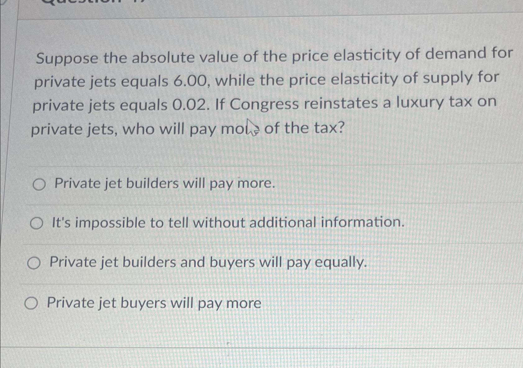 Solved Suppose the absolute value of the price elasticity of | Chegg.com