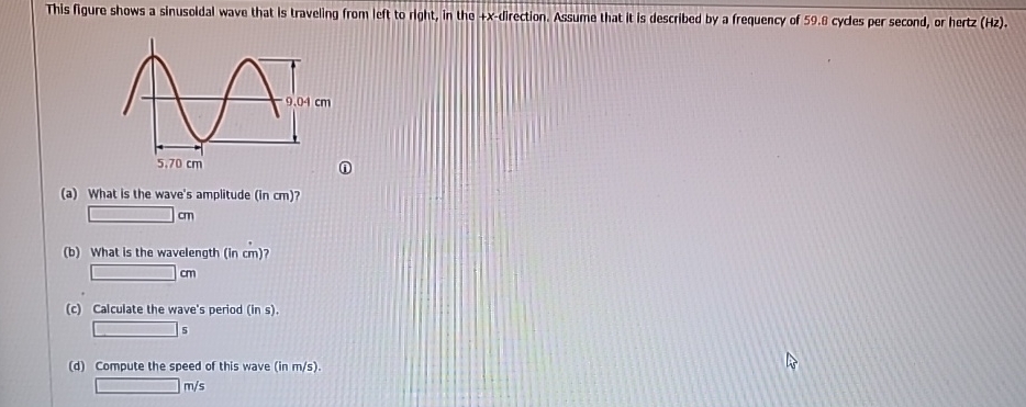 Solved This figure shows a sinusoldal wave that is traveling | Chegg.com
