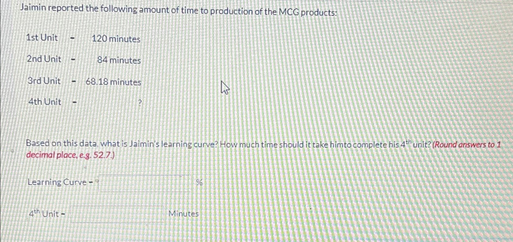 Solved Jaimin reported the following amount of time to | Chegg.com