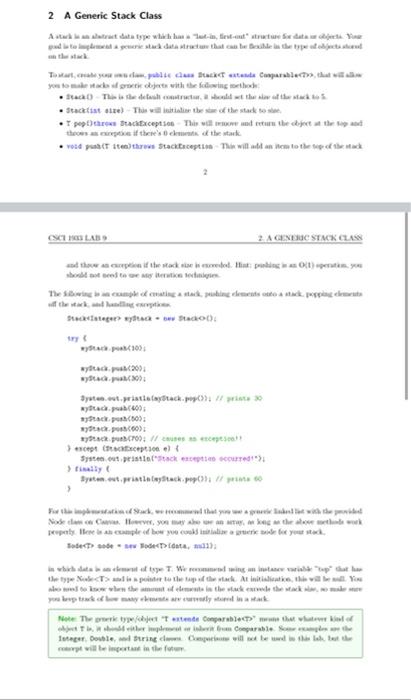 Solved can i receive help on 2) a generic stack class.- | Chegg.com