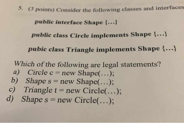 (Solved) : Points Consider Following Classes Interfaces Public ... (Solved) : Points Consider Following Classes Interfaces Public ...