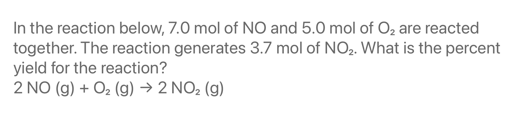 Solved In the reaction below, 7.0 ﻿mol of NO ﻿and 5.0 ﻿mol | Chegg.com