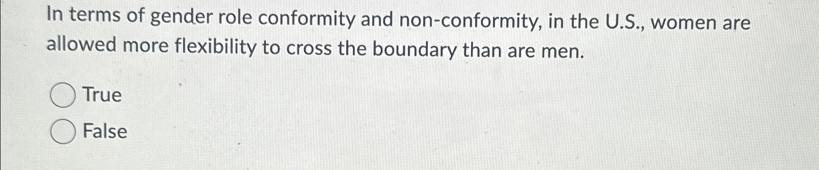 Solved In terms of gender role conformity and | Chegg.com