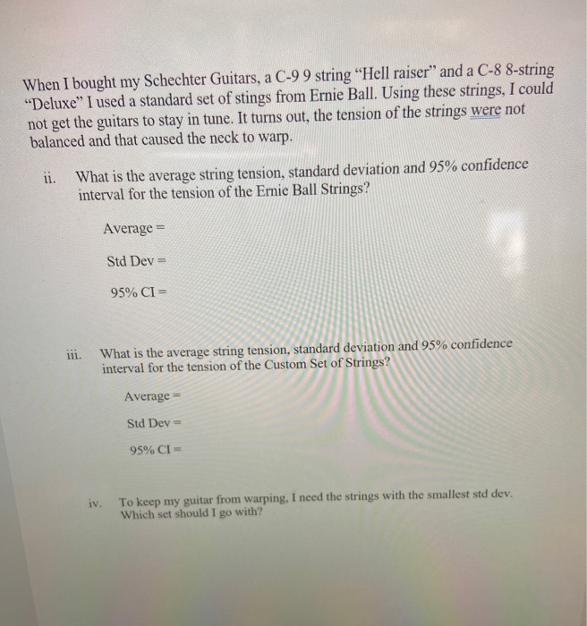 When I bought my Schechter Guitars, a C-9 9 string | Chegg.com