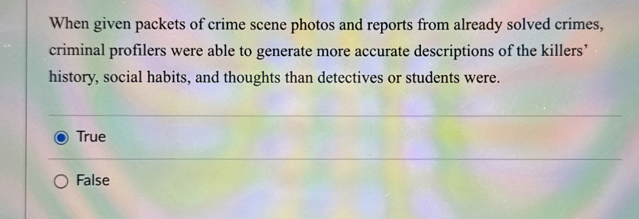 Solved When given packets of crime scene photos and reports | Chegg.com