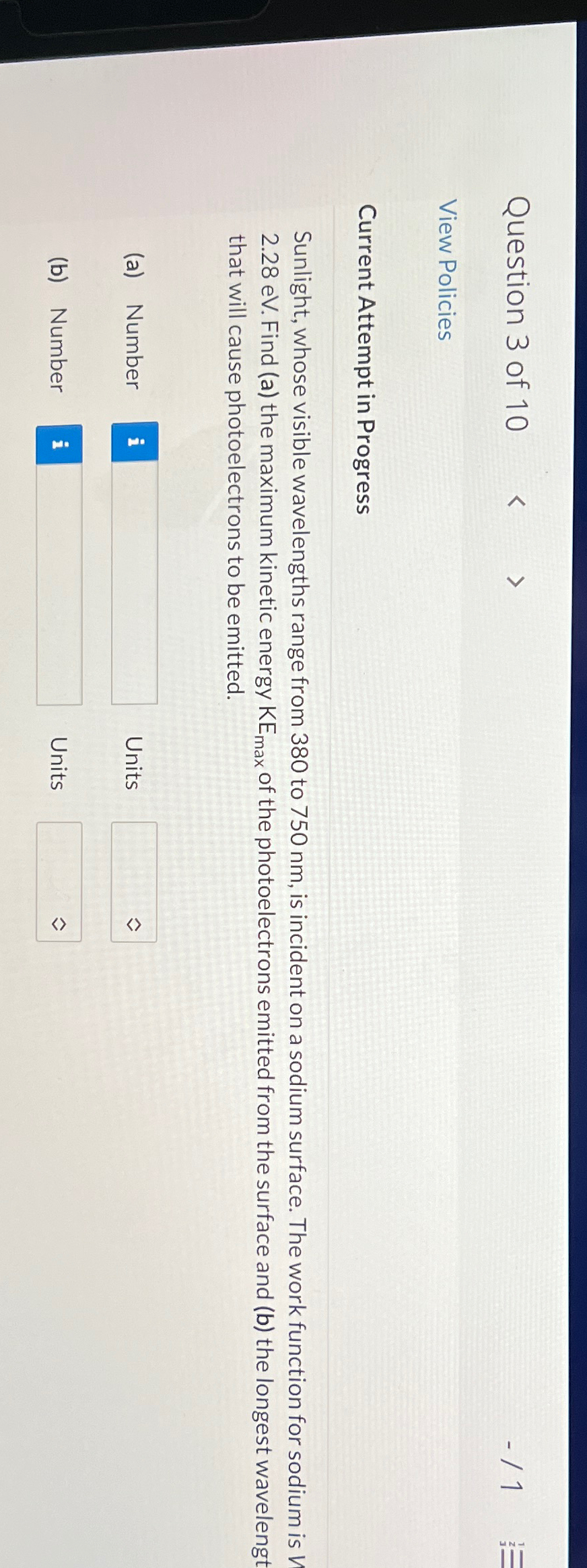 Solved Question 3 ﻿of 10View PoliciesCurrent Attempt in | Chegg.com
