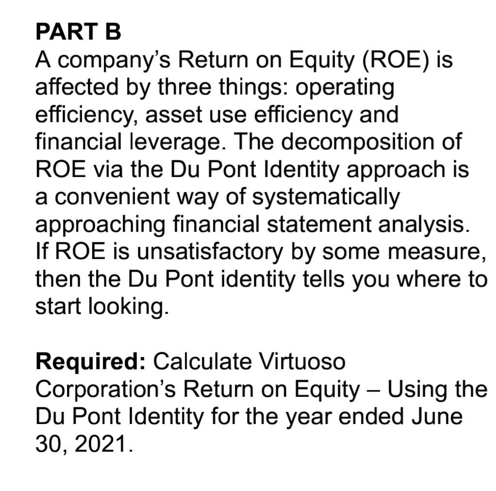 Solved PART B A company's Return on Equity (ROE) is affected | Chegg.com