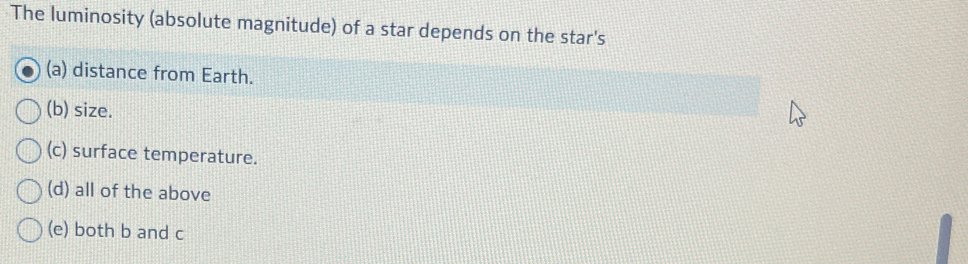 Solved The luminosity (absolute magnitude) ﻿of a star | Chegg.com
