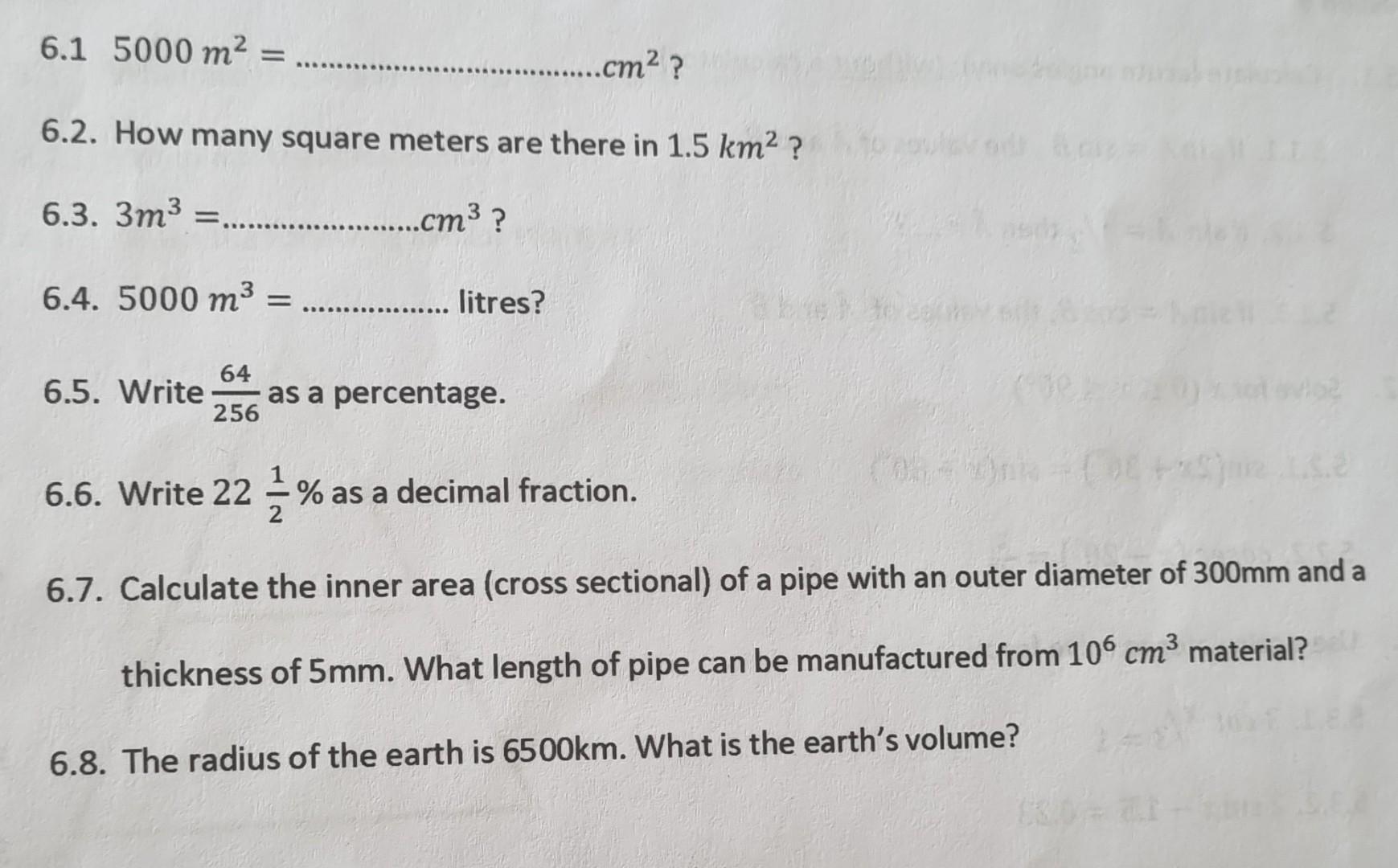 Solved 6.15000m2= cm2 ? 6.2. How many square meters are | Chegg.com