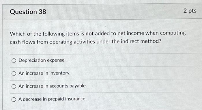 Solved Which of the following items is not added to net | Chegg.com