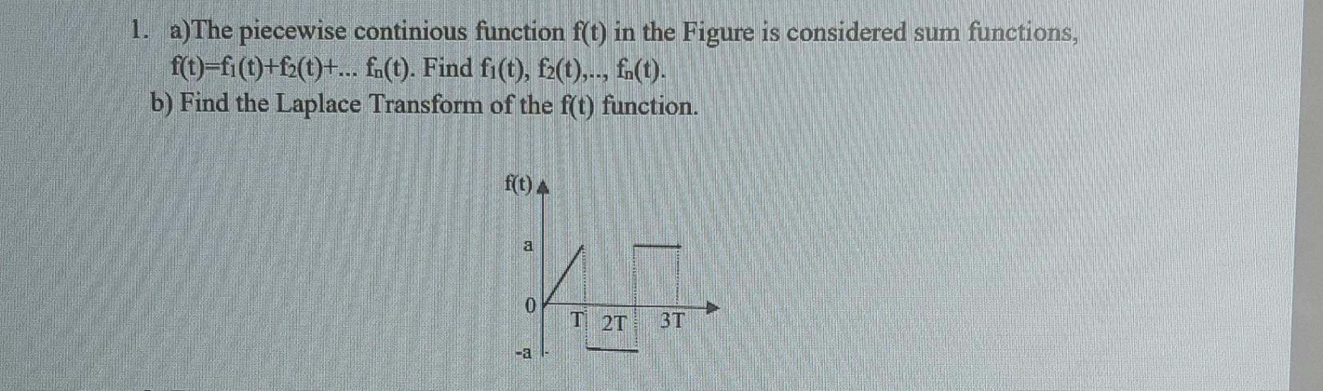 Solved A The Piecewise Continious Function F T In The