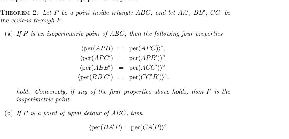 ГHEOREM 2. Let P be a point inside triangle ABC, and | Chegg.com