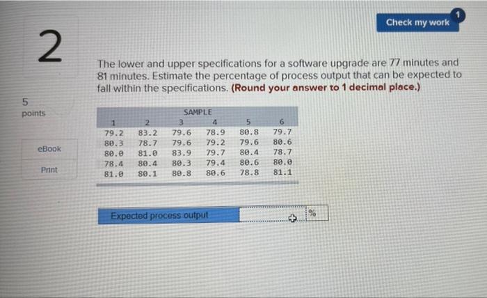 Solved Checy N The lower and upper specifications for a | Chegg.com