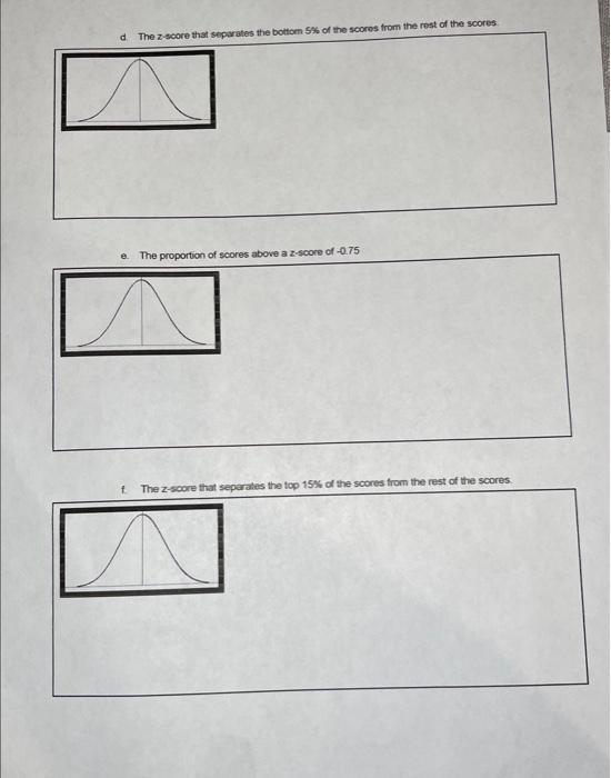 Solved d. The z-score that separates the bottom 5% of the | Chegg.com