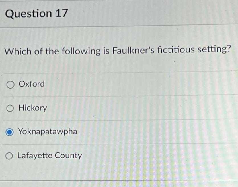 Solved Question 17which Of The Following Is Faulkners 