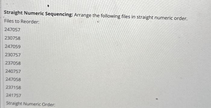 Middle Digit Order: Arrange the following files in | Chegg.com