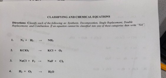 Solved classify each of the following as: synthesis, | Chegg.com