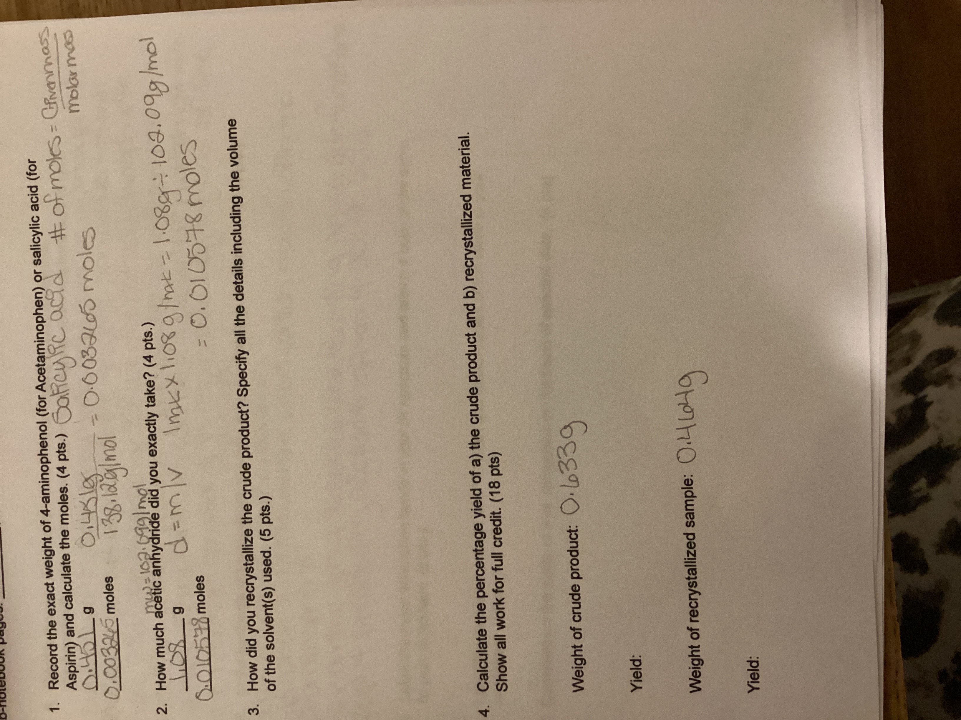 Solved Use the following information to answer question #4. | Chegg.com