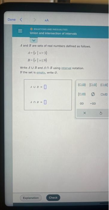 Solved A and B are sets of real numbers defined as follows. | Chegg.com