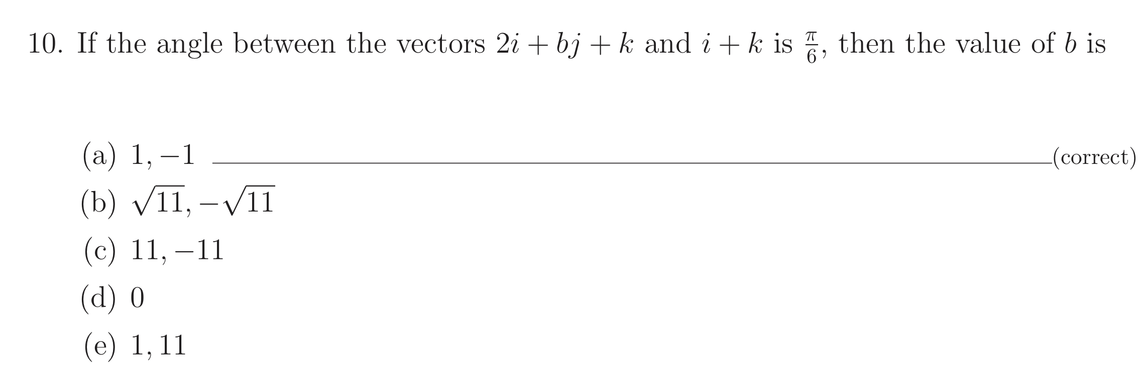 Solved If the angle between the vectors 2i+bj+k ﻿and i+k ﻿is | Chegg.com