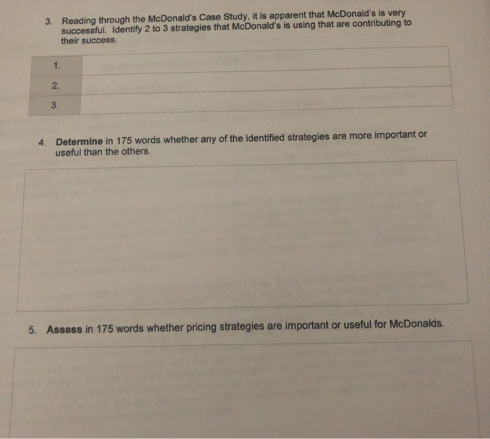 Solved 3. Reading through the McDonald's Case Study, it is | Chegg.com