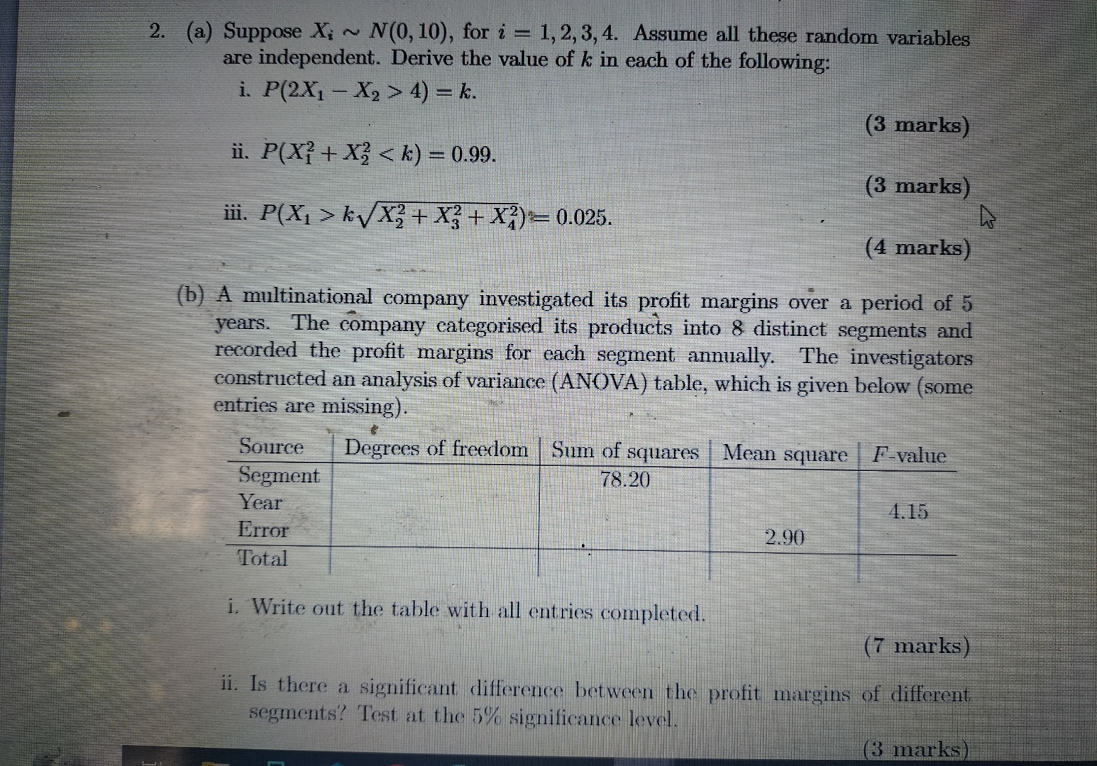 Solved (a) ﻿Suppose xi∼N(0,10), ﻿for i=1,2,3,4. ﻿Assume all | Chegg.com