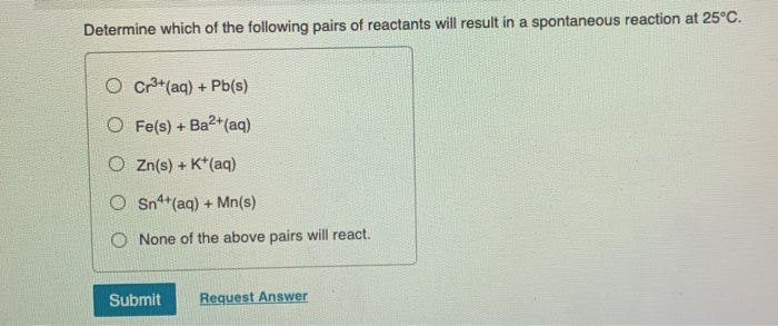 Solved Determine which of the following pairs of reactants | Chegg.com