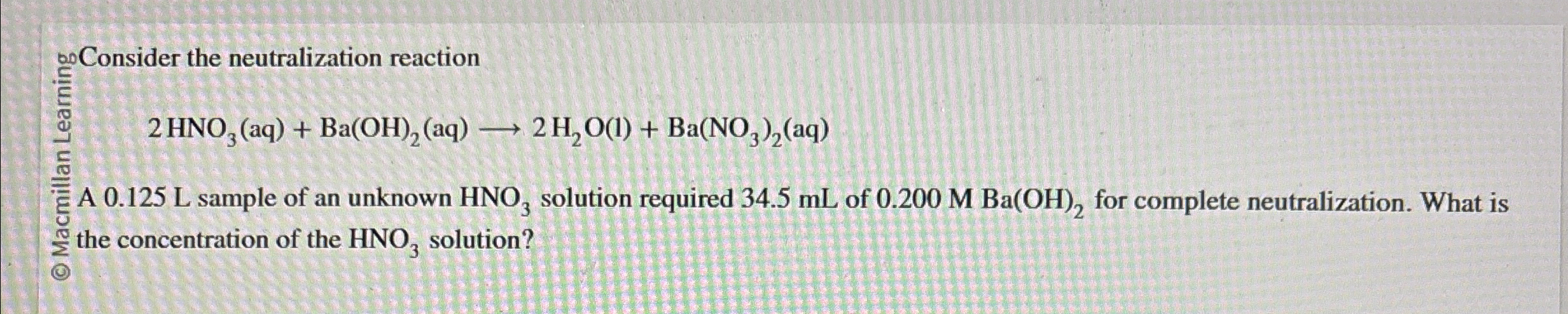Solved Consider the neutralization | Chegg.com