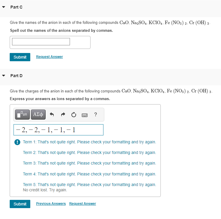 Part CGive the names of the anion in each of the | Chegg.com