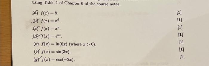 Solved Using Table 1 Of Chapter 6 Of The Course Notes A