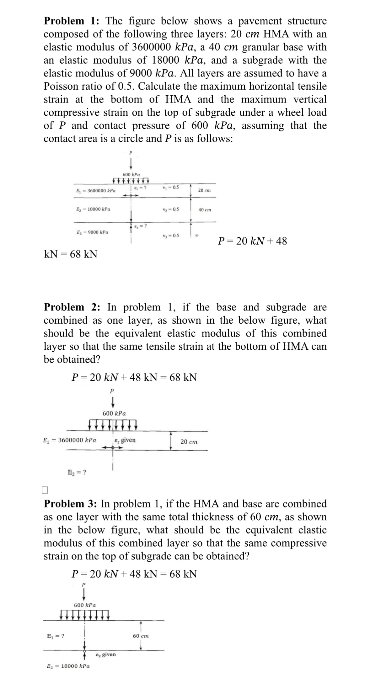 Solved Problem 1: The figure below shows a pavement | Chegg.com
