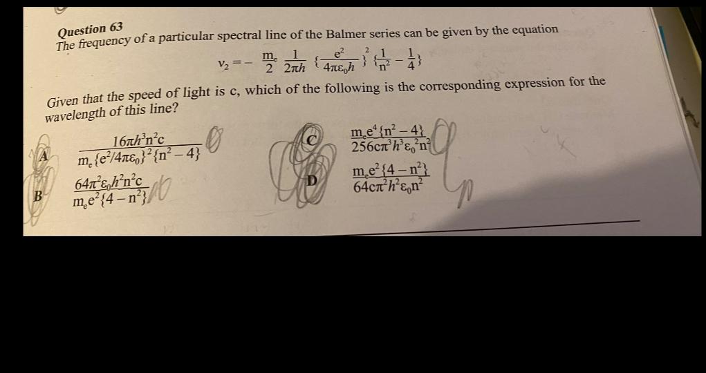 Solved Question 63The frequency of a particular spectral | Chegg.com