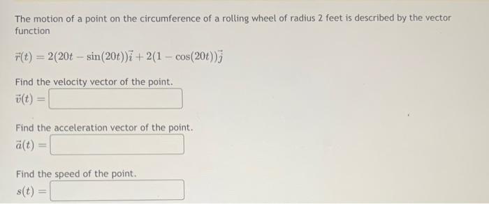 Solved The motion of a point on the circumference of a | Chegg.com
