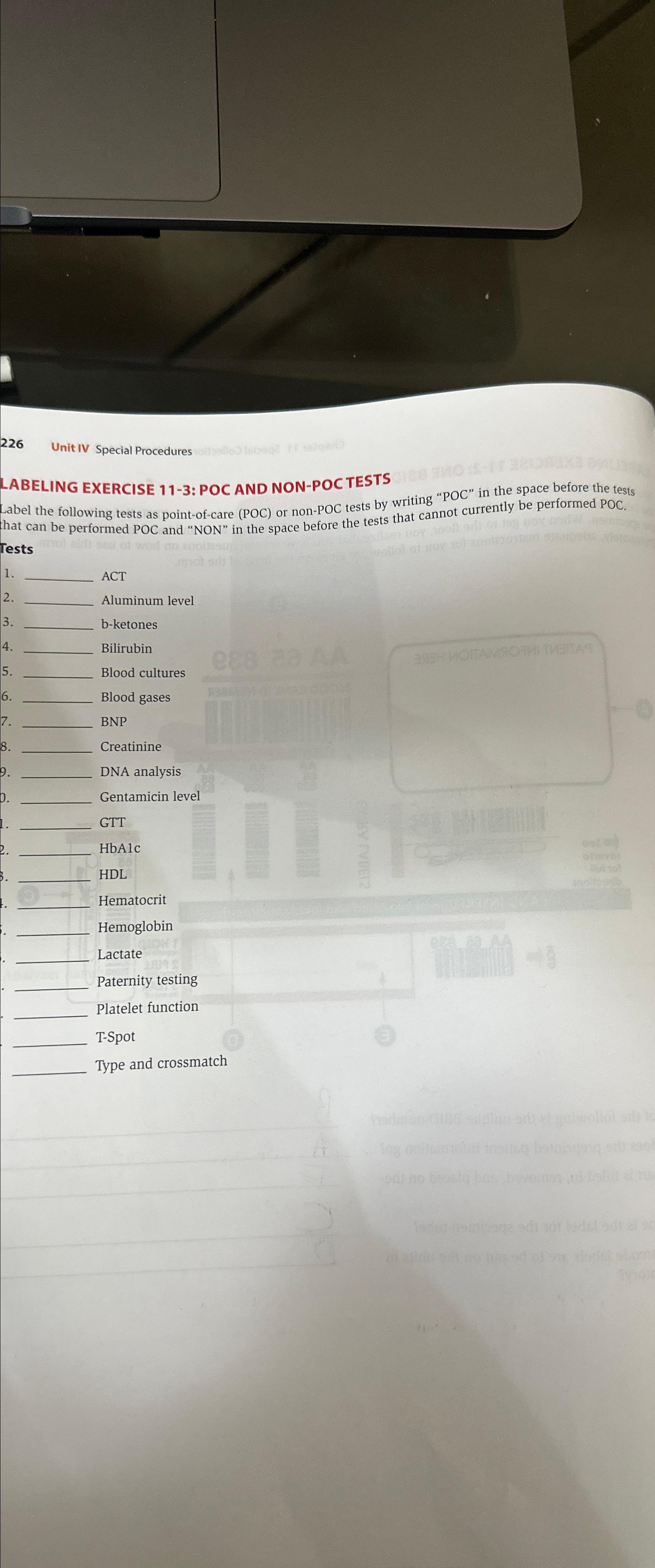 Solved Unit IV Special ProceduresLABELING EXERCISE 11-3: POC | Chegg.com