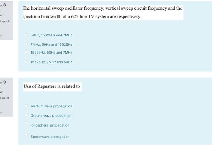 Solved on 8 The horizontal sweep oscillator frequency, | Chegg.com