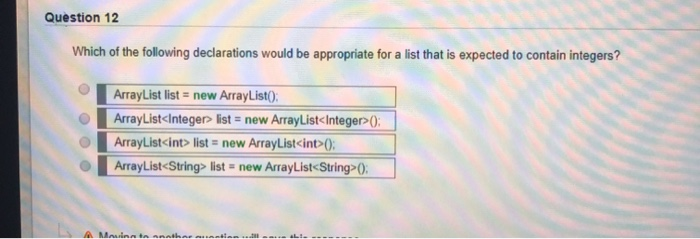 Solved Question 12 Which Of The Following Declarations Would