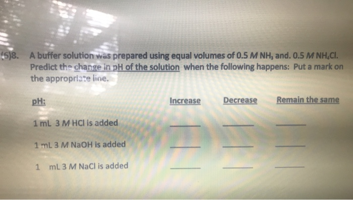 Solved A buffer solution was prepared using equal volumes of | Chegg.com