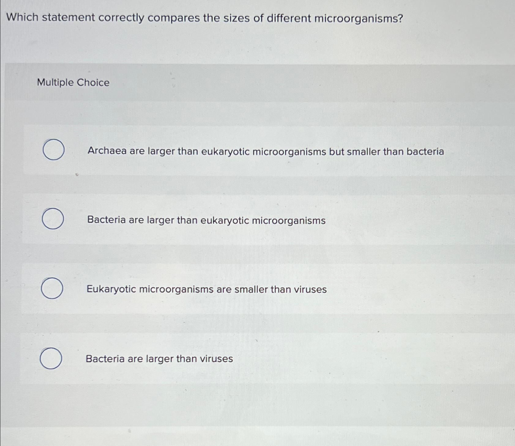 Solved Which statement correctly compares the sizes of | Chegg.com