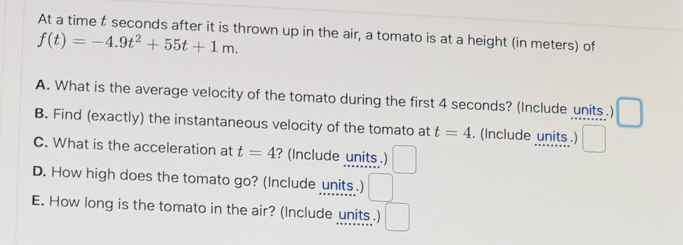 Solved At a time t ﻿seconds after it is thrown up in the | Chegg.com