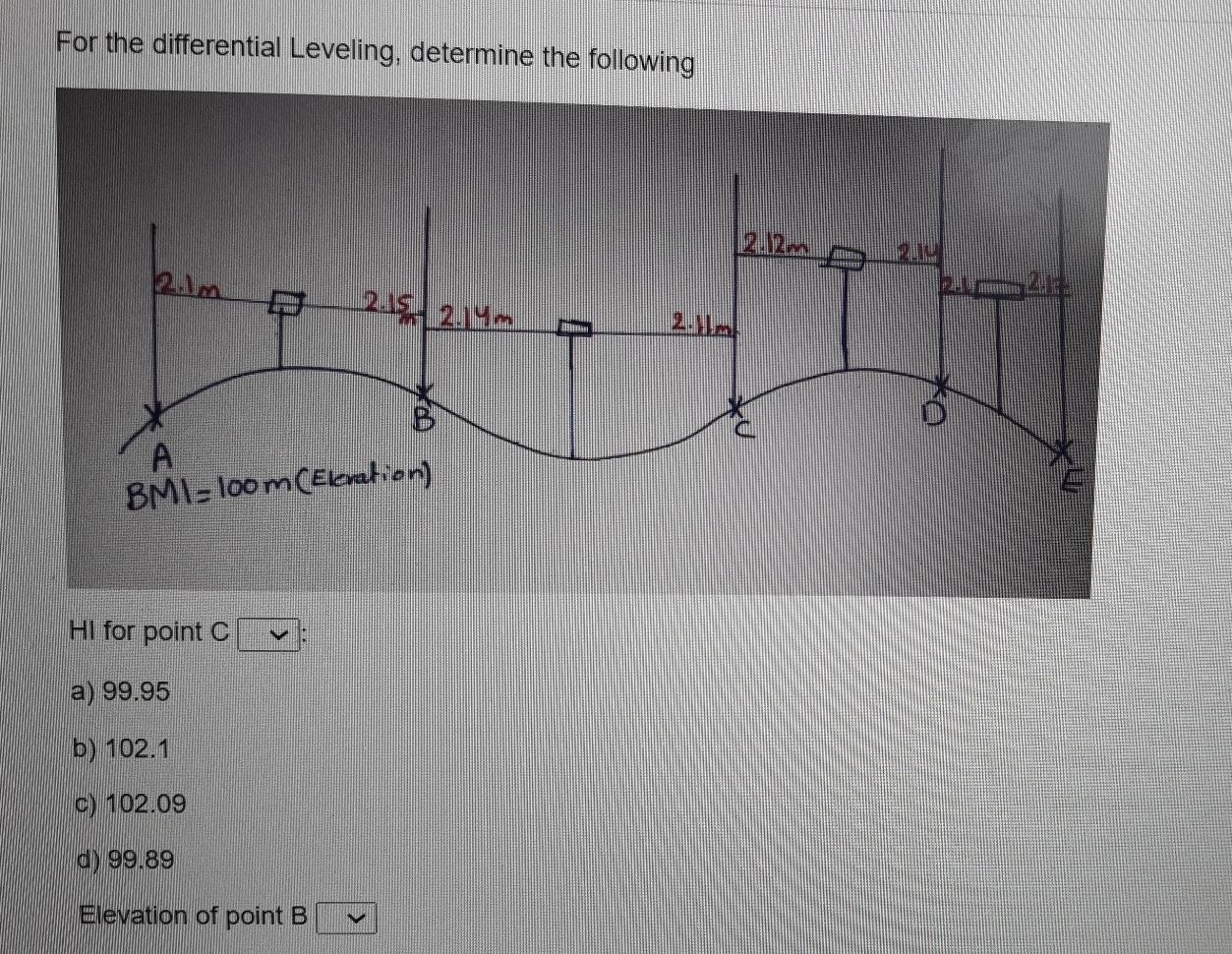 Solved For the differential Leveling, determine the | Chegg.com