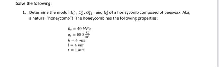 Solved 1. Determine the moduli E1∗,E2∗,G12∗, and E3∗ of a | Chegg.com
